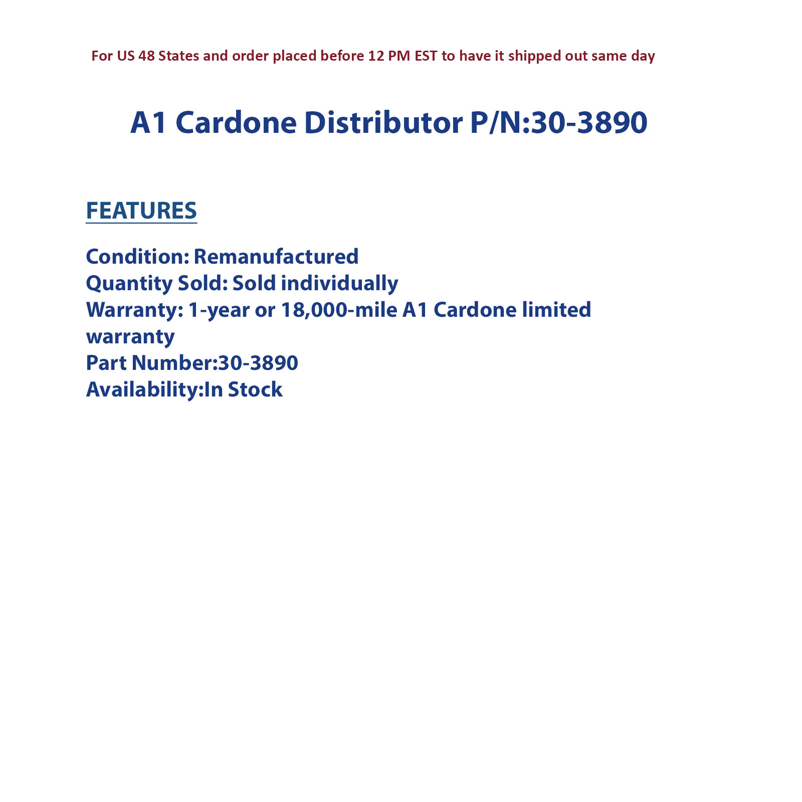 Cardone Reman Distributor P/N:30-3890 | eBay