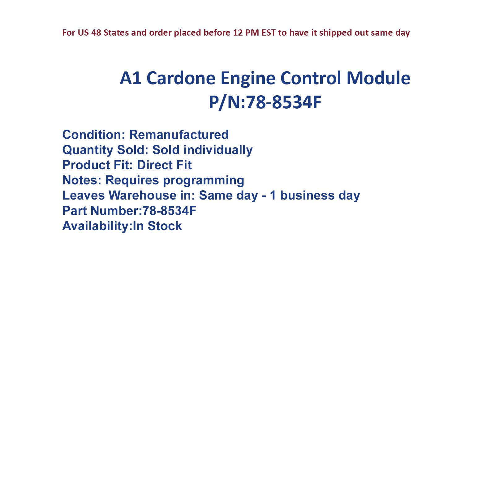 Engine Control Module (ECM) Cardone 78-8534F Reman fits 2003 Ford ...