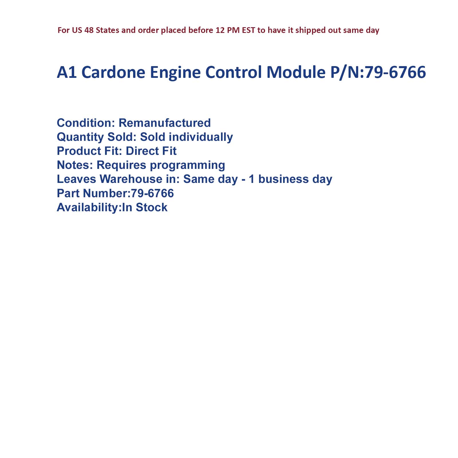 Engine Control Module (ECM) Cardone 79-6766 Reman for sale online | eBay